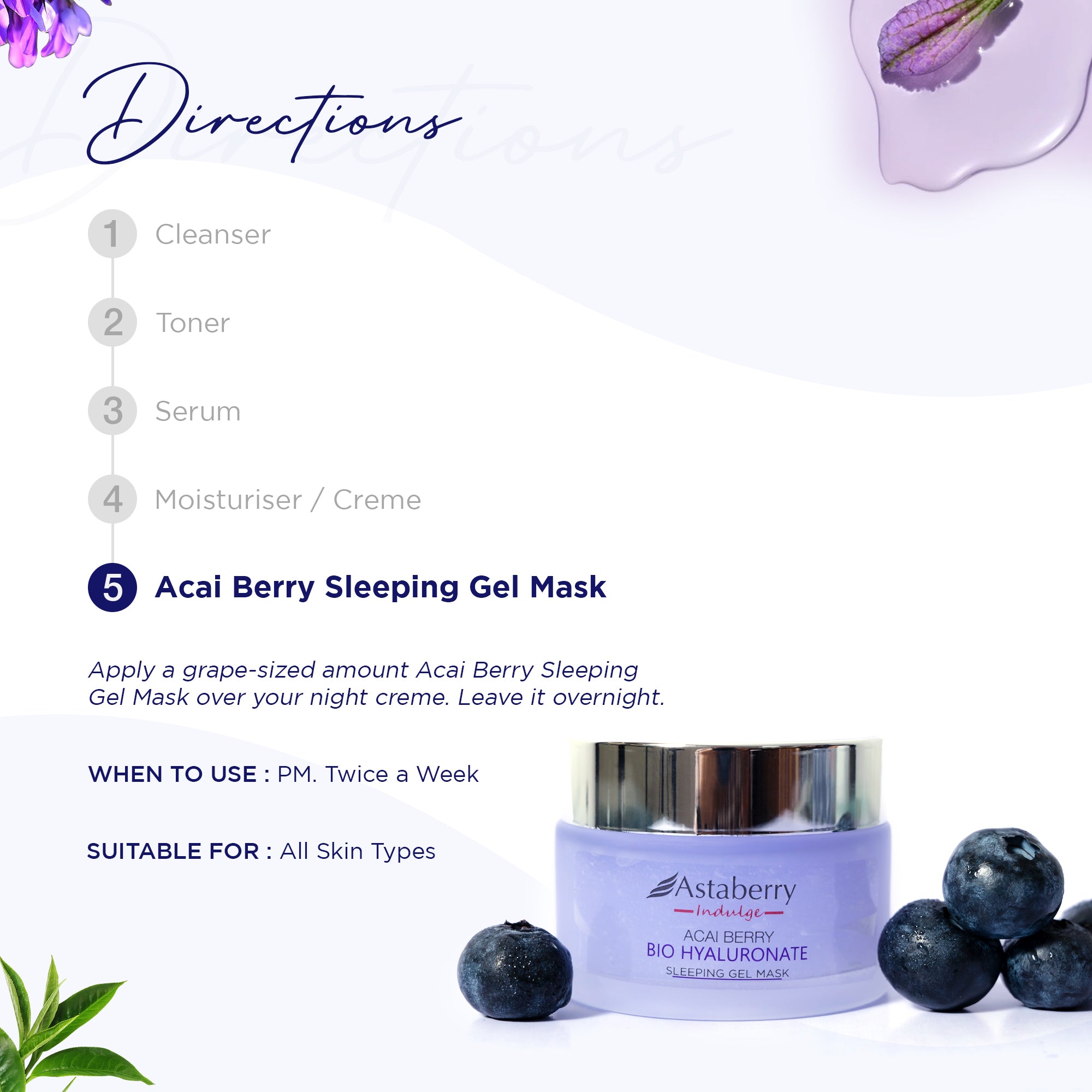 Acai Berry Sleeping Gel Mask For Dull skin And Pigmentation – Astaberry