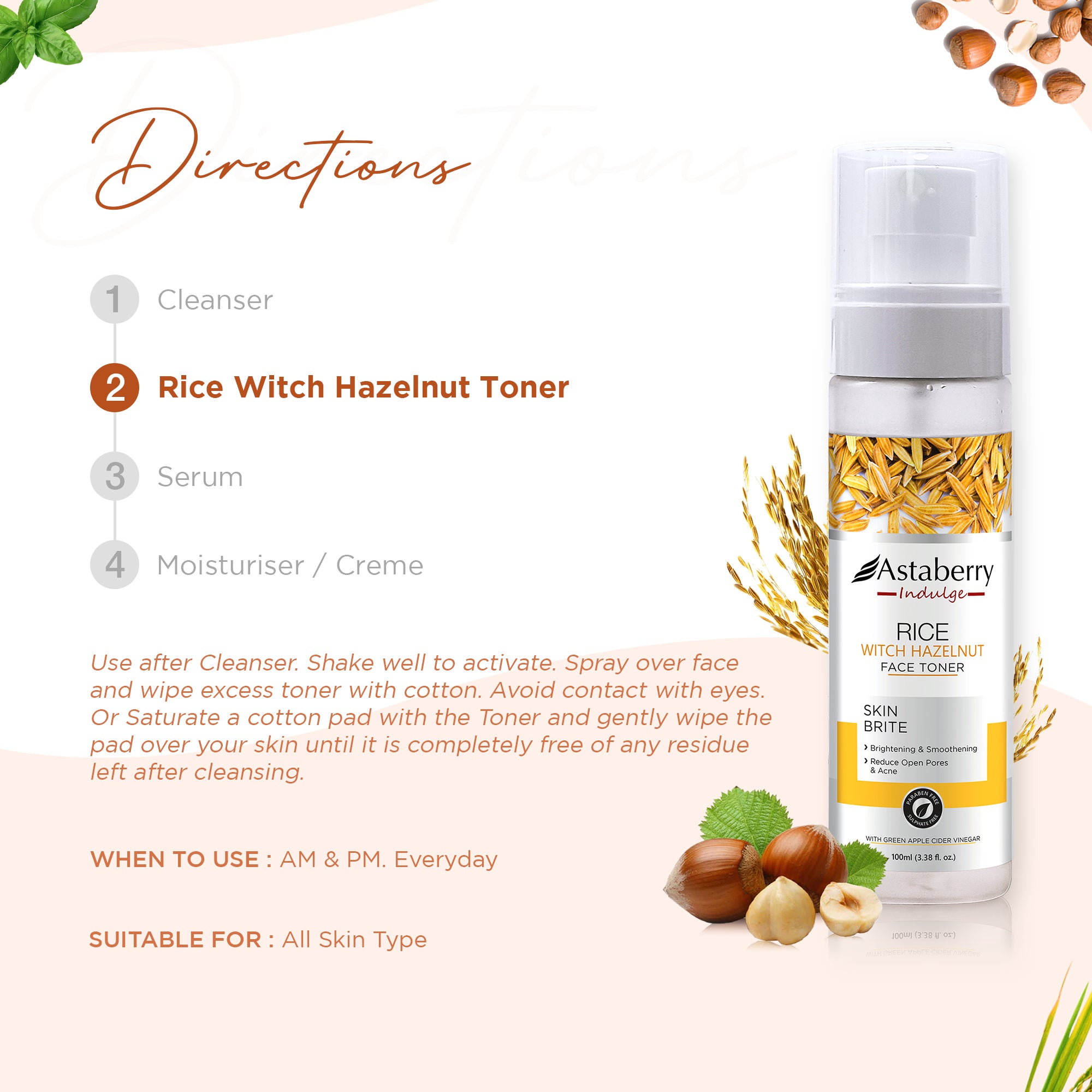 Buy Rice water and Witch Hazelnut Face Toner in India – Astaberry